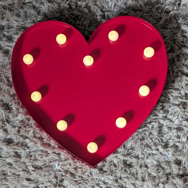 RED METAL HEART Circus Wall Hanging Marquee LED Light £20.00 - PicClick UK