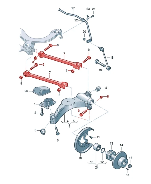 GENUINE VW AUDI Rear Wishbone Control Arm Bolt Kit Audi A3 S3 TT ...
