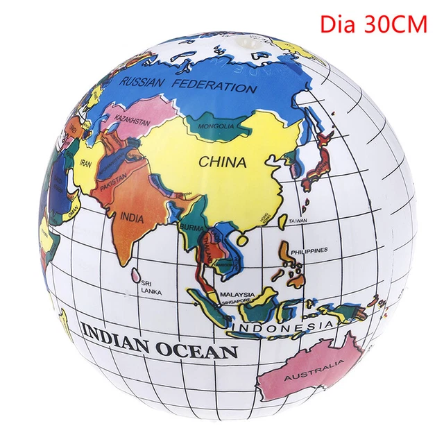 30CM WORLD GLOBE Education Geography Toy Map Inflatable Balloon Beach ...