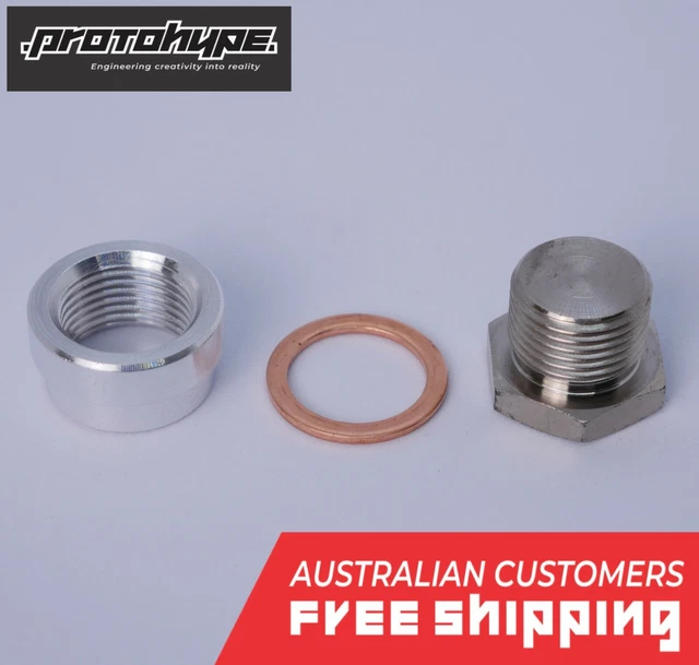 ALUMINIUM ENGINE OIL Sump Weld On Bung W/Oil Sump Plug & Copper Washer ...