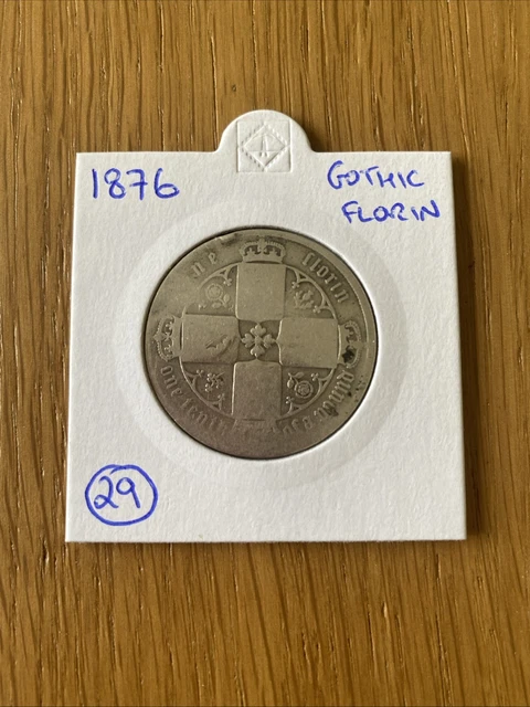 1876 QUEEN VICTORIA Gothic Florin Silver Coin- 2 Shillings (29) £1.20 ...