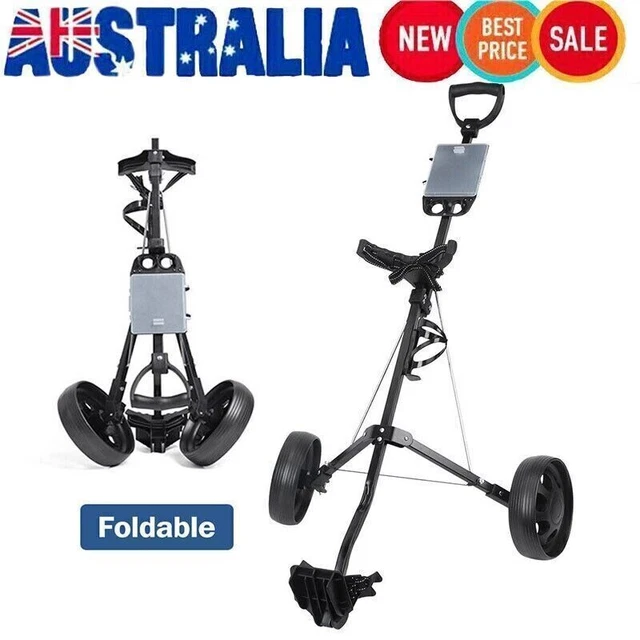 FOLDABLE GOLF BUGGY Trolley Cart Push Pull 2 Wheels Golf Club Steel ...
