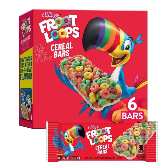 KELLOGG'S FROOT LOOPS USA Cereal bars X1 box of 6 American Import ...