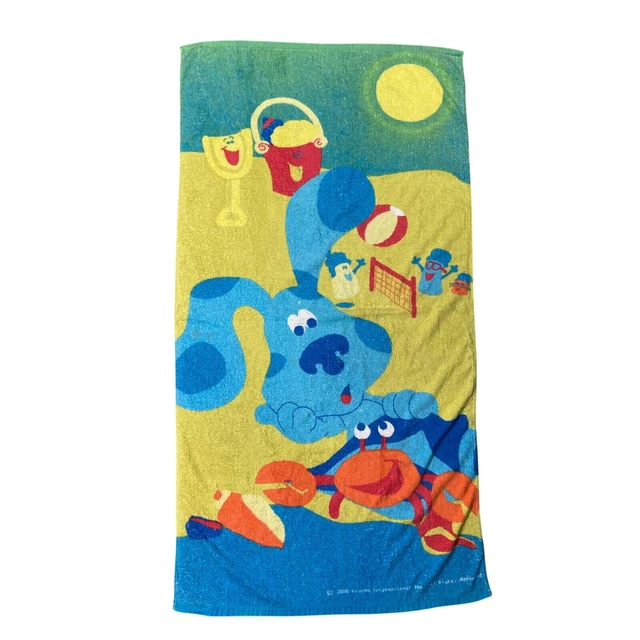 NICKELODEON BLUE'S CLUES Vintage 2000 Blue Beach Towel Kids Soft Bath £ ...