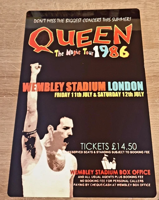 QUEEN - Wembley Stadium - Live Magic Tour - 1986 - 12X8 Metal Poster £ ...