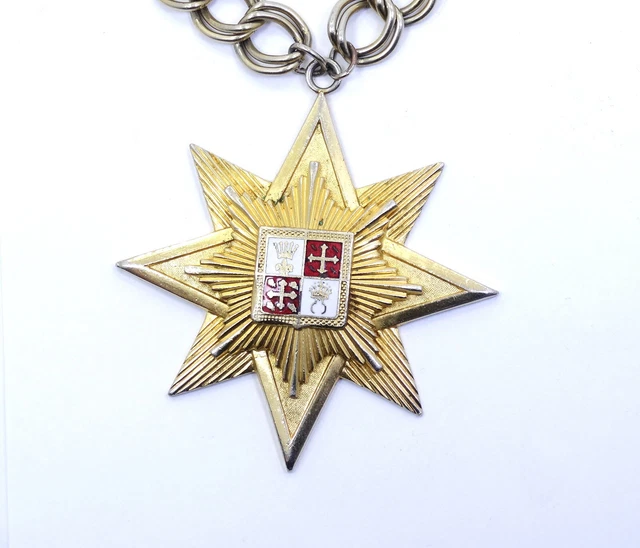 VINTAGE FREEMASONIC MASONIC BLAZING STAR Crown Emblem Shield Pendant ...