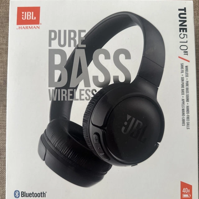 JBL TUNE 510BT Pure Bass Wireless Bluetooth Headphones Black 100% ...