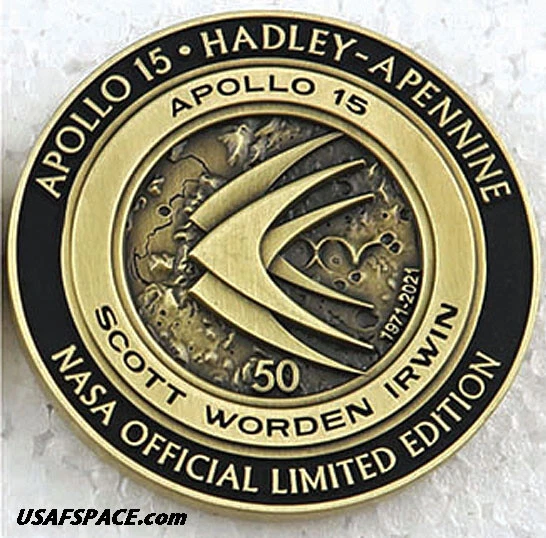 APOLLO-15 - 50TH Anniversary - LUNAR FLOWN METAL - NASA MEDALLION - COA ...