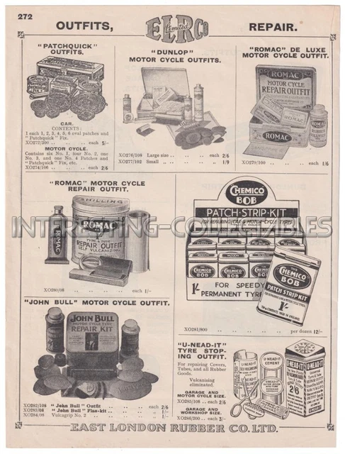 DUNLOP / ROMAC / Patchquick / U-Need-It - Motor Cyle Repair Kit Advert ...