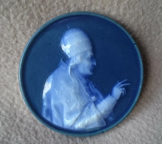 ANTIQUE CONTINENTAL SEVRES Pate Sur Pate Porcelain Plaque Medal Pope ...