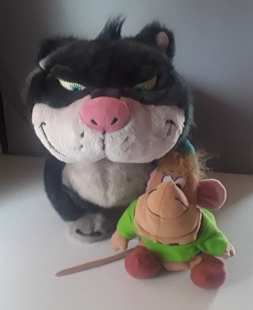 DISNEY CINDERELLA LUCIFER the Cat and Gus the Mouse Plush Soft Toys £16 ...