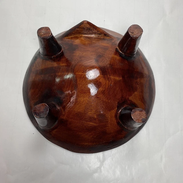 FIJI CEREMONIAL KAVA Bowl Dish Hand Carved Turtles Wood With Inlay 8 ...