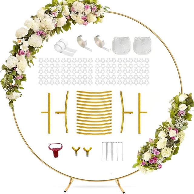 ROUND BACKDROP STAND 6.5FT Gold Circle Arch Stand Metal Balloon Wedding ...