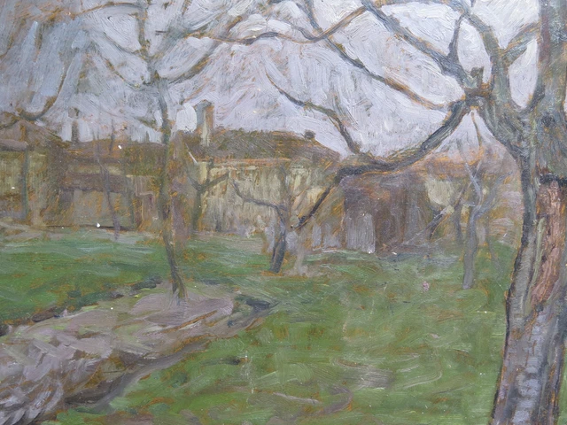 TABLEAU ANCIENNE PEINTURE Huile Sur Table Paysage de Campagne En ...