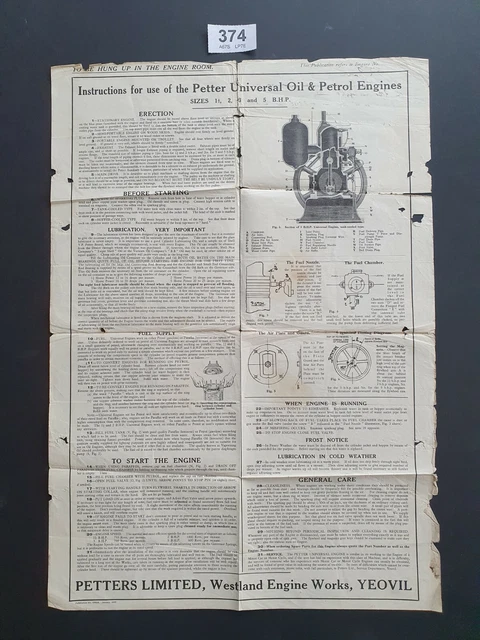 PETTERS STATIONARY ENGINE Original Poster 1933 Very Rare £48.94 ...