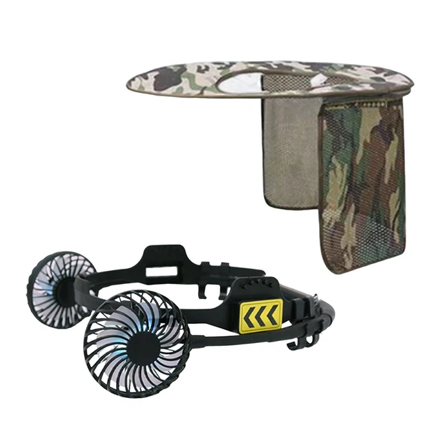 HARD HAT FAN Included Sun Protection Flap External Fan Safety Hat Fan ...