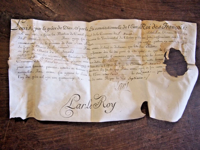 PARCHEMIN 1790 LOUIS XVI roi de france nomination du juge du district ...