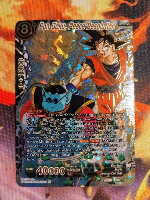 DRAGON BALL SUPER TCG Son Goku, Peace Resolution BT21-148 SCR Secret ...