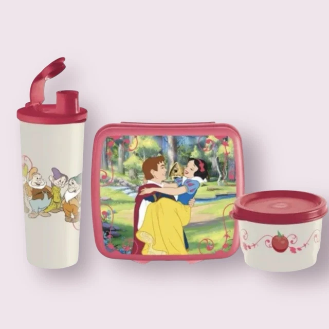 TUPPERWARE PRINCESS DISNEY Snow White Lunch Set Gift Sandwich Box Cup ...