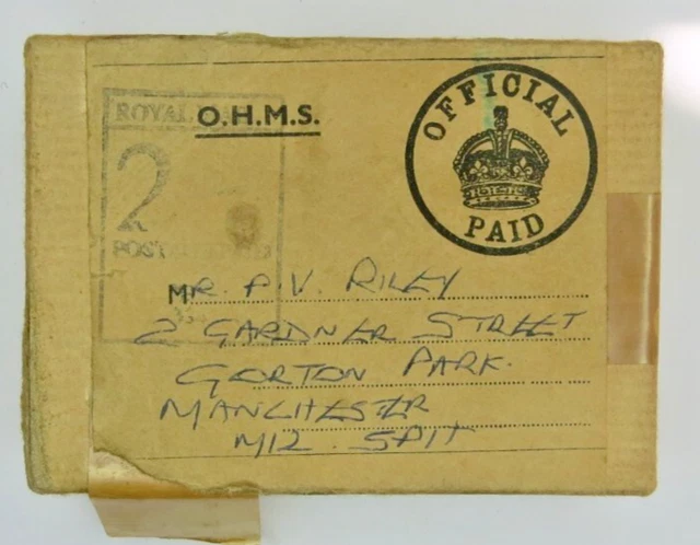 BRITISH ARMY WW2 Medal Transmittal Box Mr P V Riley Manchester £8.00 ...