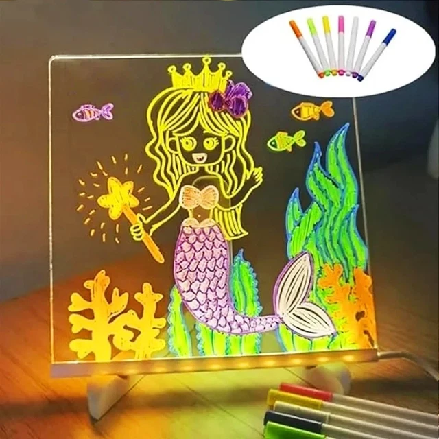 DIY LIGHT UP Message Board Acrylic Rewritable Drawing Lamp Kids Writing ...