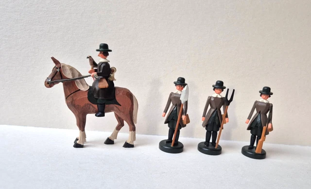 SÄCHSISCHE VOLKSKUNST . Gotthardt Steglich - Jägergruppe mit Jäger zu Pferd EUR 126,00 - PicClick DE