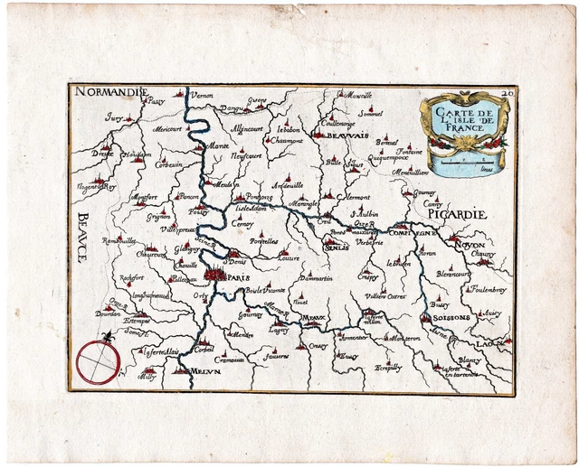 1634 NICOLAS TASSIN Antique Map Paris Carte de L'Isle de France, Melun ...