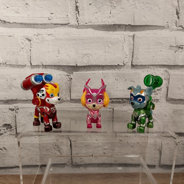 PAW PATROL MIGHTY Pups Action Pack Figure Bundle Super Paws Rocky Skye ...