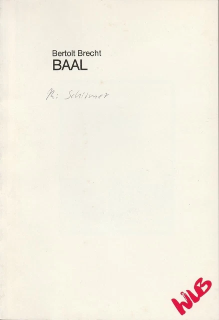 PROGRAMMHEFT BAAL VON Bertolt Brecht Landesbühne Esslingen 1986 EUR 14,90 - PicClick DE