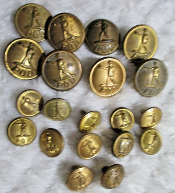 8 LARGE, 12 SMALL Vintage POD Post Office METAL Uniform Buttons $13.56 ...