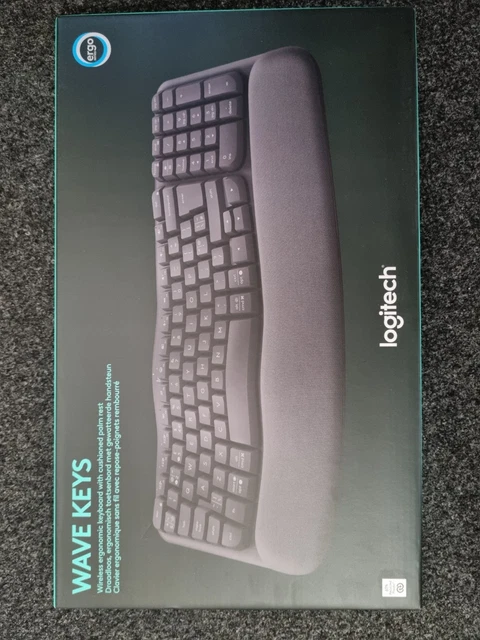 LOGITECH WAVE KEYS Wireless Ergonomic Keyboard Graphite, UK English £57 ...