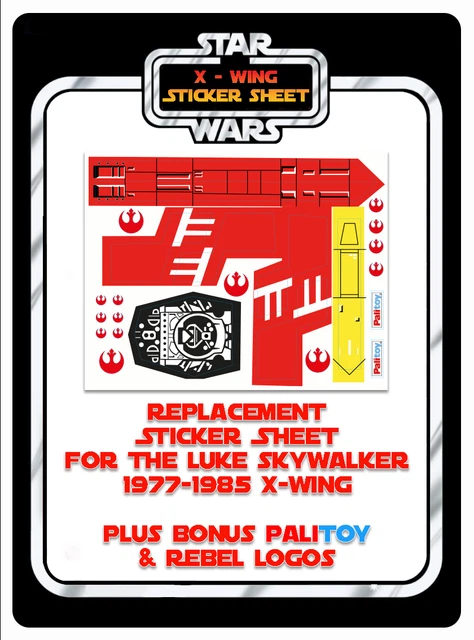 STAR WARS X-WING Vintage Replacement Sticker Sheet Plus Rebel Palitoy ...