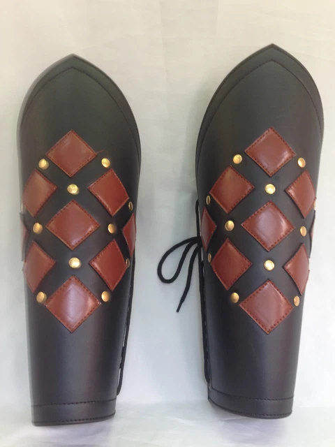 GREAVES SWORDSMAN ANCIENT Armour Armor Leather Leg Guard Medieval Roman ...