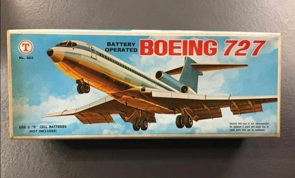 BOEING 727 AEREO AIRPLANE JET Battery Operated metal anni 70 VINTAGE ...