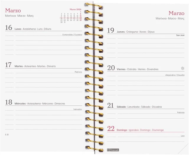 FINOCAM - CLASSIC Nova 2026 Diary Week to View Horizontal January 2026 ...