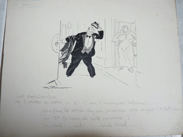 TRÈS RARE DESSIN à l'encre SIGNEE ILLUSTRATEUR CARICATURISTE Henry ...