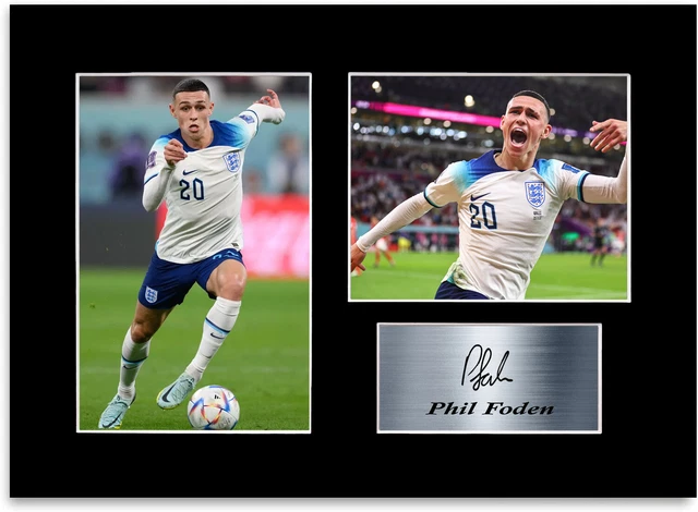 PHIL FODEN ENGLAND Player A4 Signed Photo Display Mount Gift Autograph ...