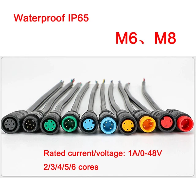 M6/M8 WATERPROOF CONNECTOR Plug 2/3/4/5/6Core Male/Female Head Docking ...
