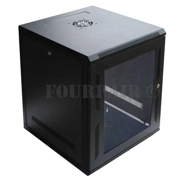 12U WALL MOUNT IT Server Network Cabinet Data Rack Locking Glass Door ...