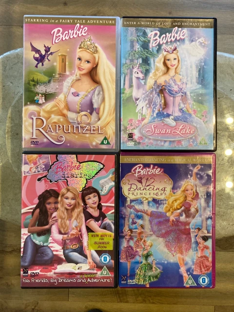 4 BARBIE DVD Bundle- Swan Lake Rapunzel Barbie Diaries & 12 Dancing Princesses £14.99 - PicClick UK