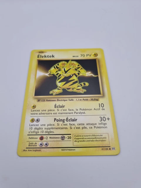 CARTE POKÉMON ELEKTEK 41/108 FR - 2016 XY - réédition première édition ...