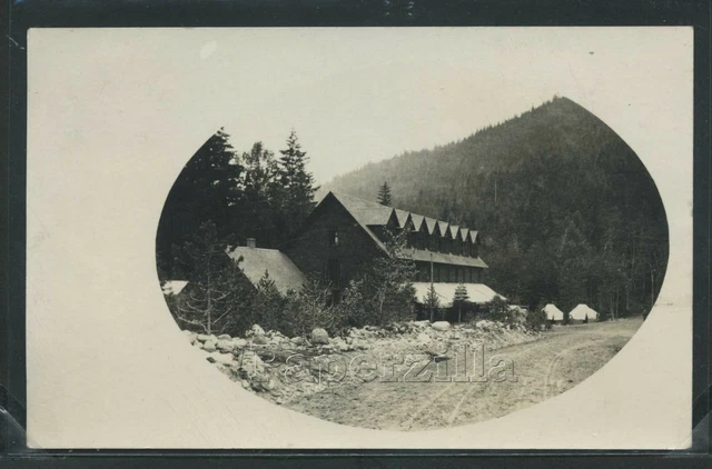 RARE WA LONGMIRE RPPC vers 1908 PHOTO LODGE MOUNT PARC NATIONAL RAINIER ...