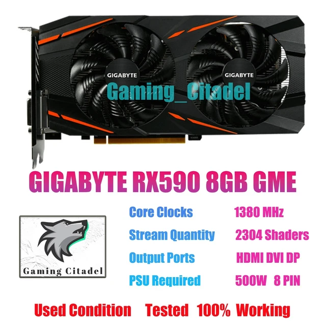 GIGABYTE AMD RADEON RX590 GME 8GB GDDR5 PCI-E Graphics Video Card DP ...