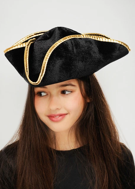 KIDS SIZE HIGHWAYMAN Black Tricorn Hat Dick Turpin Highway Rat Town ...