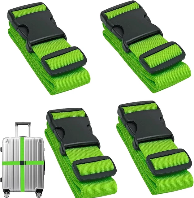 4 PACK GREEN Luggage Straps Suitcase Belt with Adjustable Buckle ...