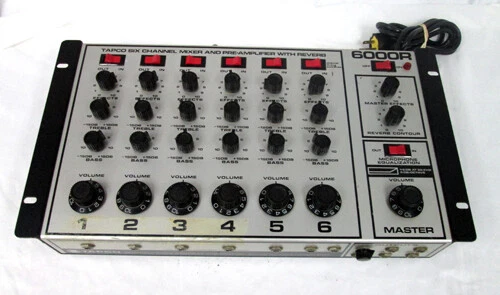 TAPCO 6000R 6 Channel Powered Rack Mount Mixer & Pre-Amplifier Amp w ...