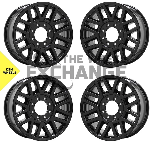 20& FORD F250 F350 SRW Gloss Black Wheels Rims Factory Original OEM Set ...