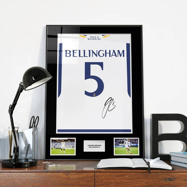 JUDE BELLINGHAM SIGNED Print Poster Real Madrid 2023/24 Home Shirt £26. ...