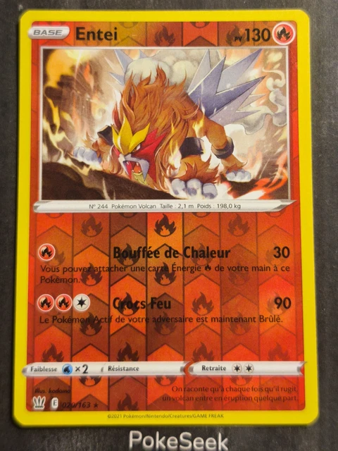CARTE POKEMON ENTEI 020/163 Holo REVERSE Epée et Bouclier 5 EB05 FR ...