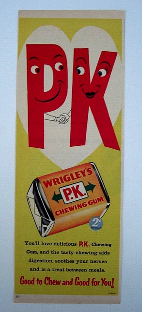 ORIGINAL VINTAGE COLOUR Advert PK Wrigleys Chewing Gum Good To Chew ...